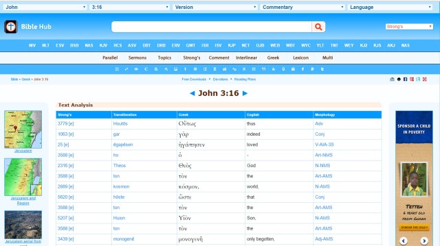 Link to “Biblehub” (a Christian website for study in the original ...